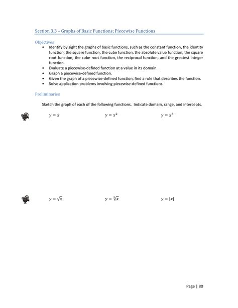 Lecture Notes Lecture 3 3 Section 3 Graphs Of Basic Functions Piecewise Functions