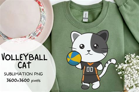 Sporty Volleyball Player Cat Sport Png Cute Cat Clipart