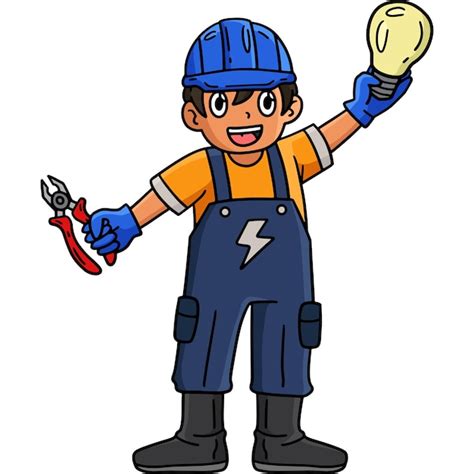 Eletricista De Construção Com Pinças De Lâmpada Clipart Vetor Premium