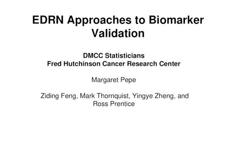 Pdf Edrn Approaches To Biomarker Validation · Phases Of Biomarker
