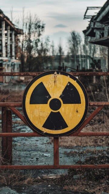 Yellow Symbol Of Radioactivity In The Chernobyl Exclusion Zone In Ukrne Radiation Sign Premium