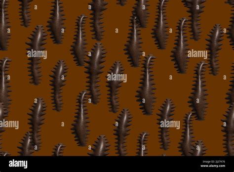 Abstract Dark Worm Seamless Pattern 3d Illustration Background Stock