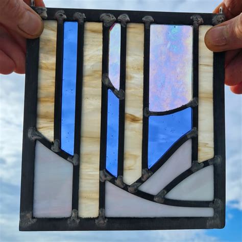 Stained Glass Birch Trees And Moon Landscape Le Folksy