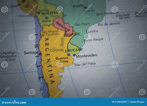 Uruguay En El Mapa Político Mundial Imagen De Archivo Imagen De