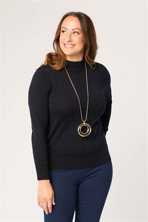 Shop Viola Turtle Neck Sweater In Navy Fella Hamilton