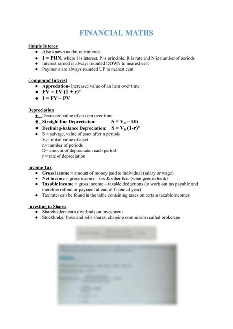Financial Maths Mathematics Standard Year 11 Hsc Thinkswap