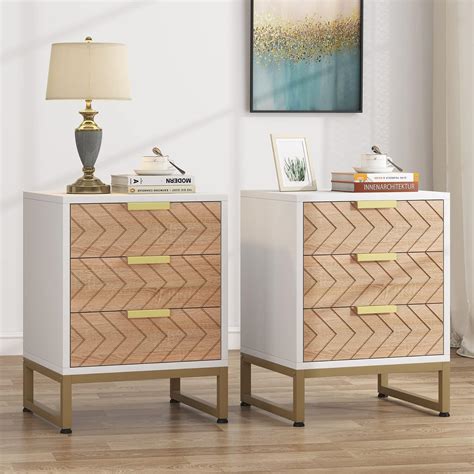 Tribesigns Nightstand Set Of 2 Modern 3 Drawers Bedside