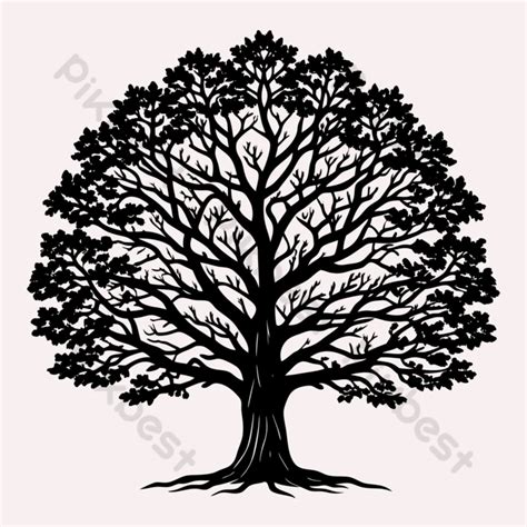 Oak Tree Outline Clip Art Free Black Oak Tree Silhouette Cut Out Stock