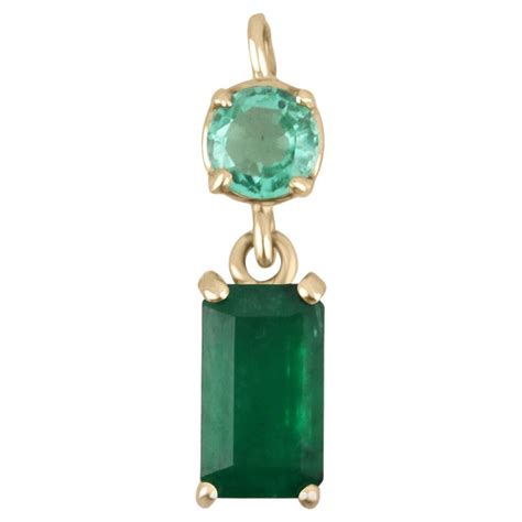 214tcw Colombian Emerald Emerald And Round Cut Dangle Vertical