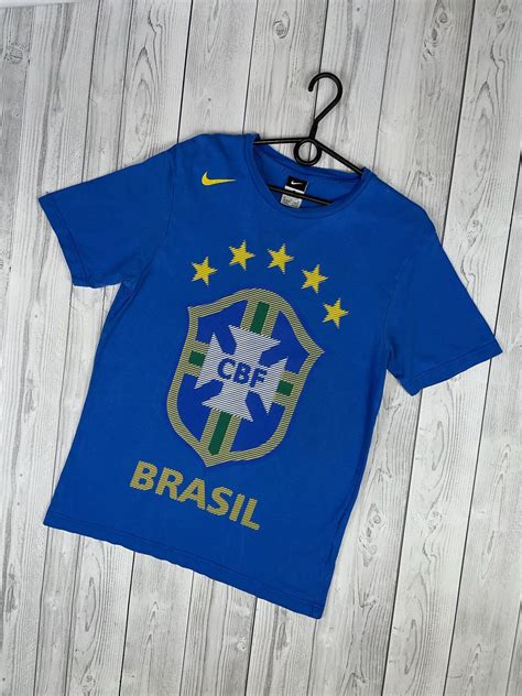 Nike Vintage Nike Brazil Soccer Tee Blue Rare Tee Big Logo M Grailed