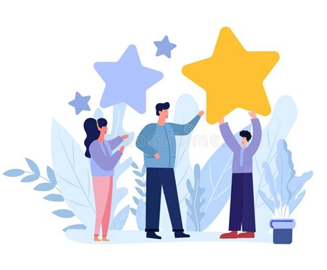 A Vector Illustration Of People Holding Stars And Giving A Five Star