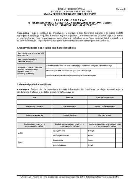 Prijavni Obrazac Za Uo Pdf