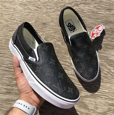 Louis Vuitton Slip On Vans Etsy Lv Vans Slip On Louis Vuitton Vans
