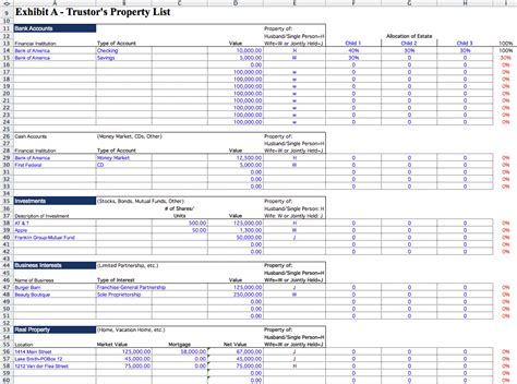 Estate Spreadsheet Throughout Estate Planning Spreadsheet Template