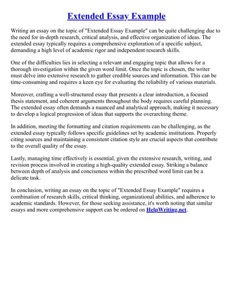 Extended Essay Example Challenges And Requirements