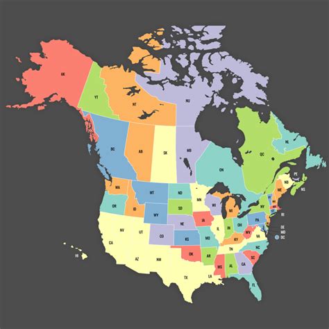 Map Of Usa States And Canada Provinces Printable Us Maps