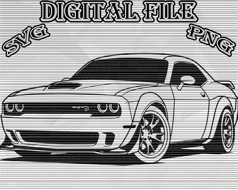 Dodge Hellcat 2023 Svg Png Vector Art Illustration Drawinghellcat