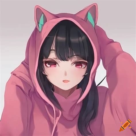 Anime Cat Hoodie Girl