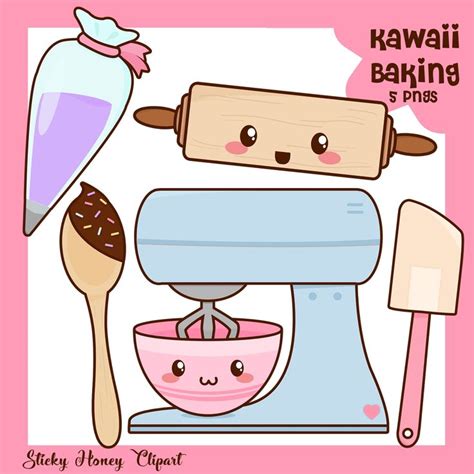 Baking Clipart Kawaii Baking Clipart Cute Baking Icons Kawaii Bake Clipart Baking Graphics Mixer