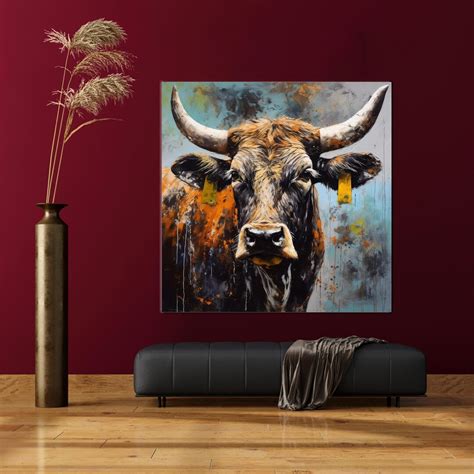 Abstract Cow Canvas Art Modern Farmhouse Wall Decor Etsy