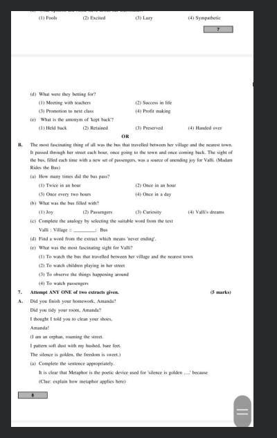 Complete The Analogy By Selecting The Suitable Word From The Text Valli