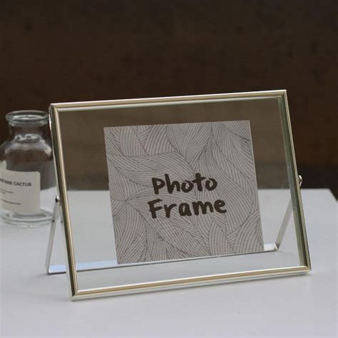 Silver Floating Photo Frame Horizontal Double Sided Glass Frame For