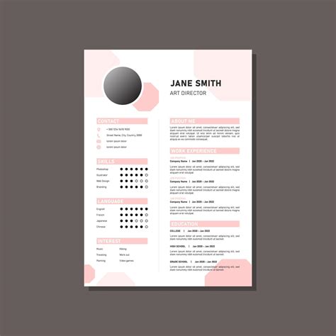 Creative Resume Template With Pink Hexagon Shapes Design 14017888