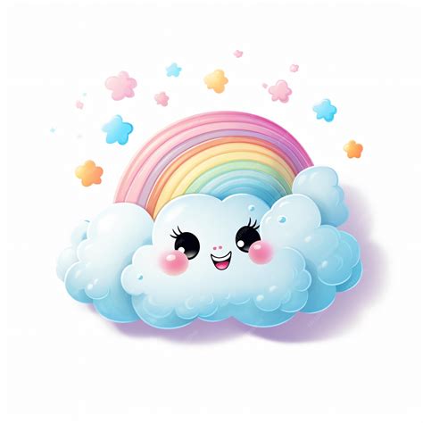 Premium Photo Cute Rainbow Cloud Clipart Isolated On White Background