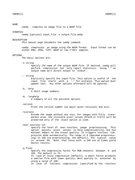 cwebp pdf data compression image processing