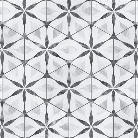 Classico Bardiglio Hexagon Flower Porcelain Tile Decorative Hexagonal