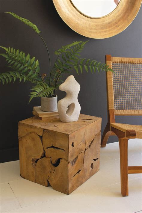 Rustic Teak Wood Cube Stool The Gilded Thistle