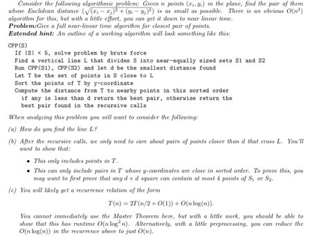 consider the following algorithmic problem given n