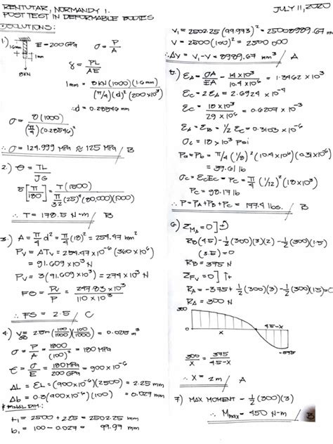 Solutions Posttest In Deformable Bodies Pdf