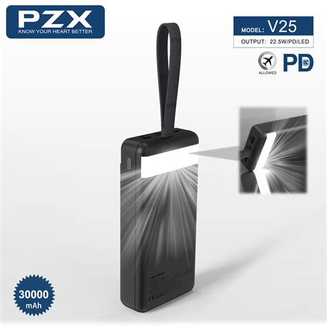 Pzx V25 Pd225w Led Lighting Fast Charging Phone Charger 30000mah Power