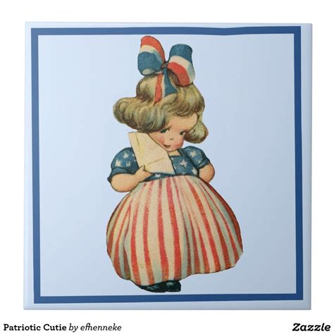 Patriotic Cutie Large Square Tile Decorative Ceramic Tile Square