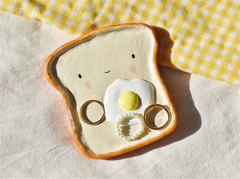 Fried Egg Bread Clay Tray Ceramic Bread Tray Toast Plate Ring Dish