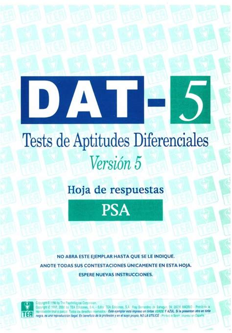 Dat 5 El Test De Aptitudes Diferenciales Pdf