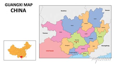 Guangxi Map Of China State And District Map Of Guangxi Political