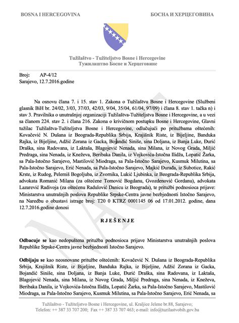 Sad Je Sve Jasno Državni Tužilac Mirza Hukeljić U Julu 2016 Godine Napisao Rješenje O Slučaju