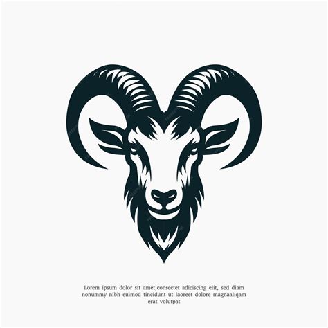 실루 염소 머리 로고 디자인 템플릿 프리미엄 벡터