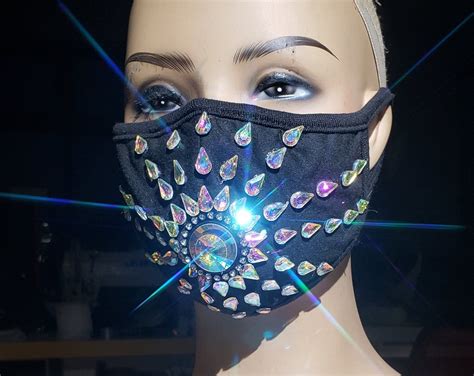 Holographic Rhinestone Dust Maskburning Man Maskrave Etsy Mouth
