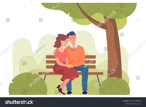 Cute Cartoon Couple Young People Sitting Stock Vector Royalty Free