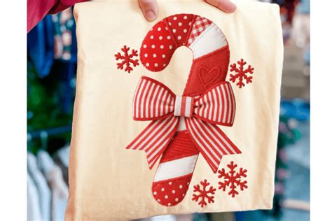 Christmas Candy Cane Patchwork Bow Png Graphic By Hello December · Creative Fabrica