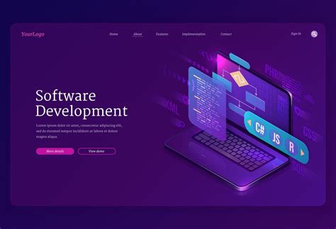 Software Development Coding Isometric Landing 15486099 Vector Art At Vecteezy