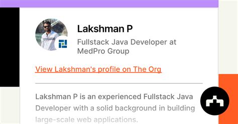 Lakshman P Fullstack Java Developer At Medpro Group The Org