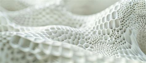 3d Printed Parametric Structure Close Up Detail Of Architectural White Ceramic Mesh With