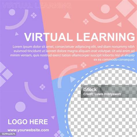 가상 학습 소셜 미디어 게시물 배너 템플릿 소셜 미디어에 대한 웹 배너에 대한 편집 할 수 있습니다벡터 일러스트 파스텔 컬러 배경 사진 대학 교육에 대한 스톡 벡터 아트 및