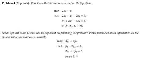 Solved Problem 4 20 ﻿points If We ﻿know That The Linear