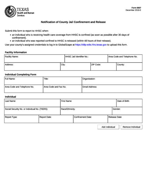 Fillable Online Notification Of County Jail Confinement And Release Form 0007 Fax Email Print