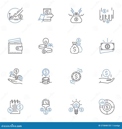 Savings Line Icons Collection Frugality Economy Couponing Thrift